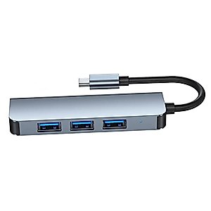 DIKACA 4 to Converter Computer Data USB Splitter for Memory Adapter Tablet Holder Transfer Phone Ports Laptop Accessory C Aluminum Type- - High USB-c Grey Dock Hub Alloy Expansion Card