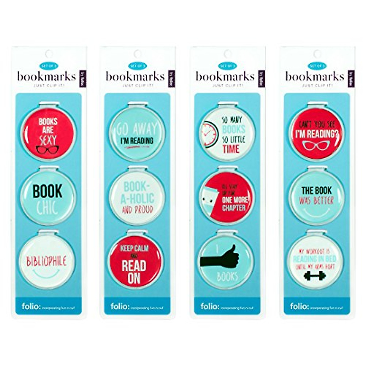 Just Clip it! Quote Bookmarks - (Set of 3 clip over the page markers) - I'LL STAY UP FOR MORE CHAPTER, BOOK Nerd, Heart BOOKS. Funny Bookmark Set of all ages. Adults Men Women Teens & Kids