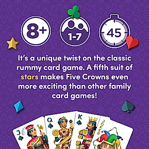 Five Crowns Scorepad – 130 Page Replacement Score Sheet, Card Game Score Card, Tracks 7 Players at Once, Gift for Kids, Birthday Gifts