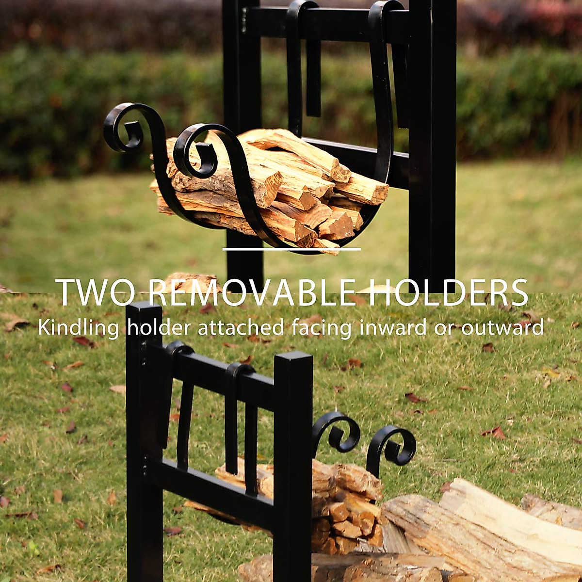 VIVOHOME 3ft Heavy Duty Indoor Outdoor Firewood Storage Log Rack with Kindling Holder