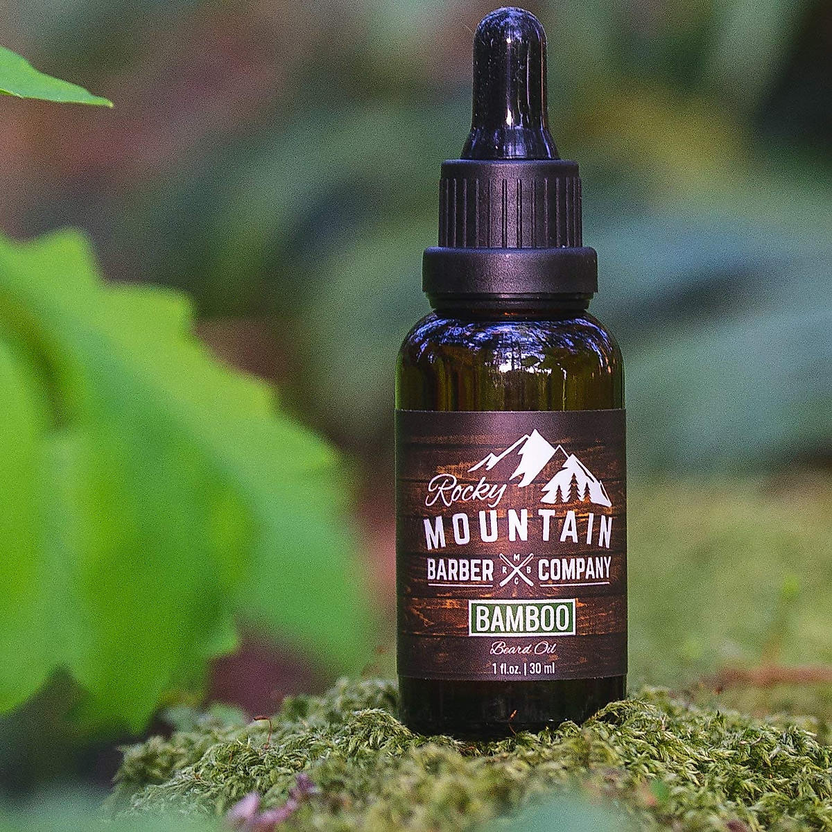 Rocky Mountain Barber Company Men's Bamboo Beard Oil with Grapeseed Oil, Coconut Oil, Argan Oil and Bamboo Scent