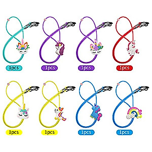 SKYCOOOOL Kids Glasses Strap (8PCS) Unicorn Rainbow Adjuster Stretchy Eyeglass Strap for Boys Girls
