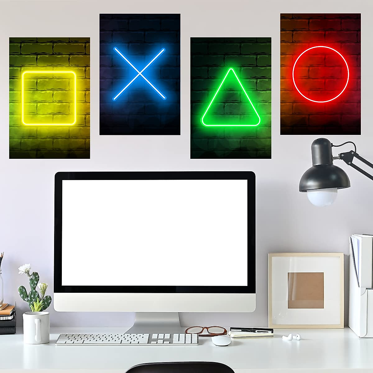 Neon Video Game Wall Decal Gaming Wall Sticker Decor Boy Gamer Wall Stickers Game Wall Decor for Boys Room Video Game Wall Art Gaming Pictures for Wall Playroom Decor