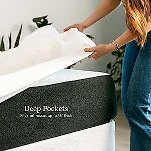 ExceptionalSheets Bamboo Mattress Pad | Extra Plush Rayon from Bamboo Cooling Topper for Restful Sleep | Thick Pillowtop Mattress Pad Cover with Fitted Skirt - Queen