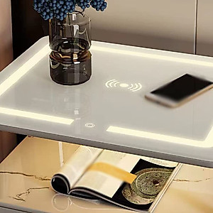 N/A Lampe Chevet Multifonctionnelle Casier Recharge Lumière Chambre Coucher Tables Chevet Intelligentes