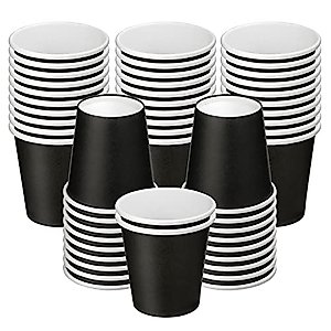 Iuuidu 3 oz Paper Cups, Black Mouthwash Cups 50 Count Disposable Bathroom Cups 3 oz, Disposable Espresso Cups Small Paper Cups for Party,Picnic,Travel,Espresso and Snack