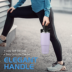 DIGJUPER Insulated Tumbler with Straw and Sleeve - Leakproof Water Bottle Fits in Cup Holder, Stainless Steel Cup Coffee Mug Travel with Lid, Cold for 36 Hrs/Hot for 12 Hrs