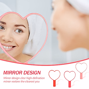 Yalikop 3 Pcs Heart Mirror Hand Held Mirror Valentines Day Gifts Cute Travel Makeup Plastic Heart Shaped with Handle Gifts for Women Her Birthday Party Favor Cosmetic