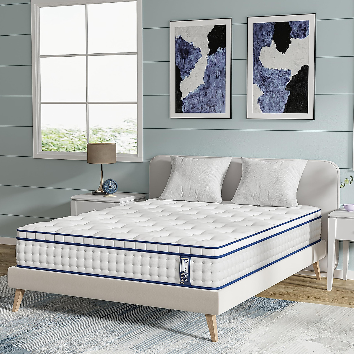 BedStory Queen Mattress, 14 Inch Medium Firm Hybrid Mattress in a Box, Cooling Gel-Infused Memory Foam with Individual Pocket Springs Motion Isolation, Fiberglass Free Mattress, Pressure Relief