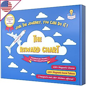 US Teacher-Designed Reward Chart by ParentaliTips - 120 Magnetic Chores for Multiple Kids - 456 Tokens - ADHD & Autism Visual Schedule - Toddler Chore - Daily Behavior Chart - Bedtime Routine
