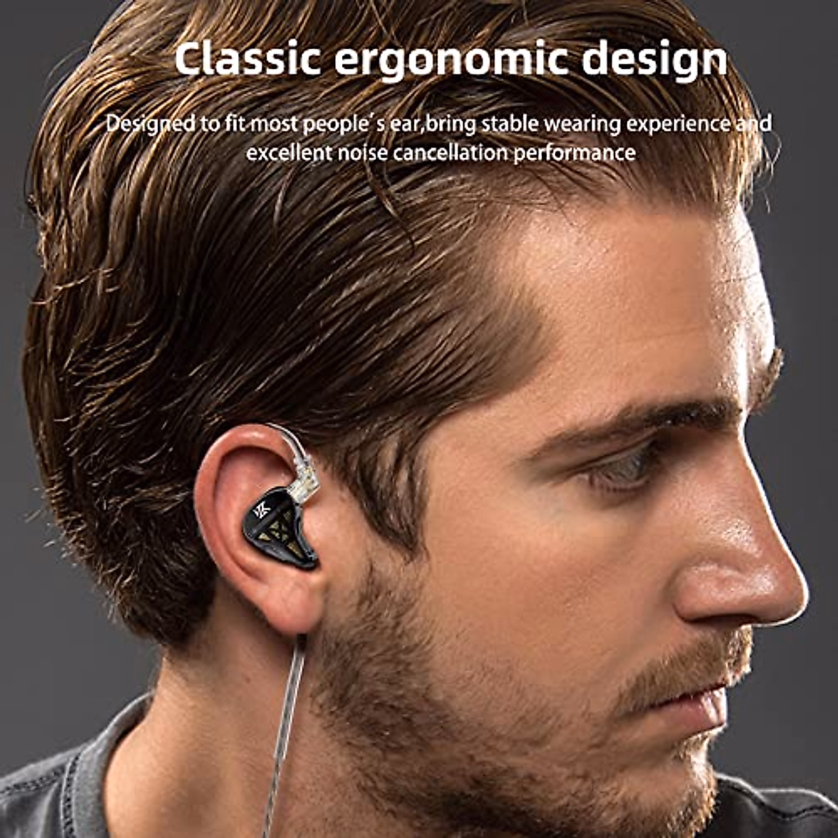 KZ DQS in Ear Monitor Headphones,Dynamic Driver Semi-Open HiFi Bass Earbuds Earphones with Detachable Cable Noise Isolating Earbuds 3.5MM Jack Plug for Smartphones/PC/Laptop/Tablet(Black,Without Mic)