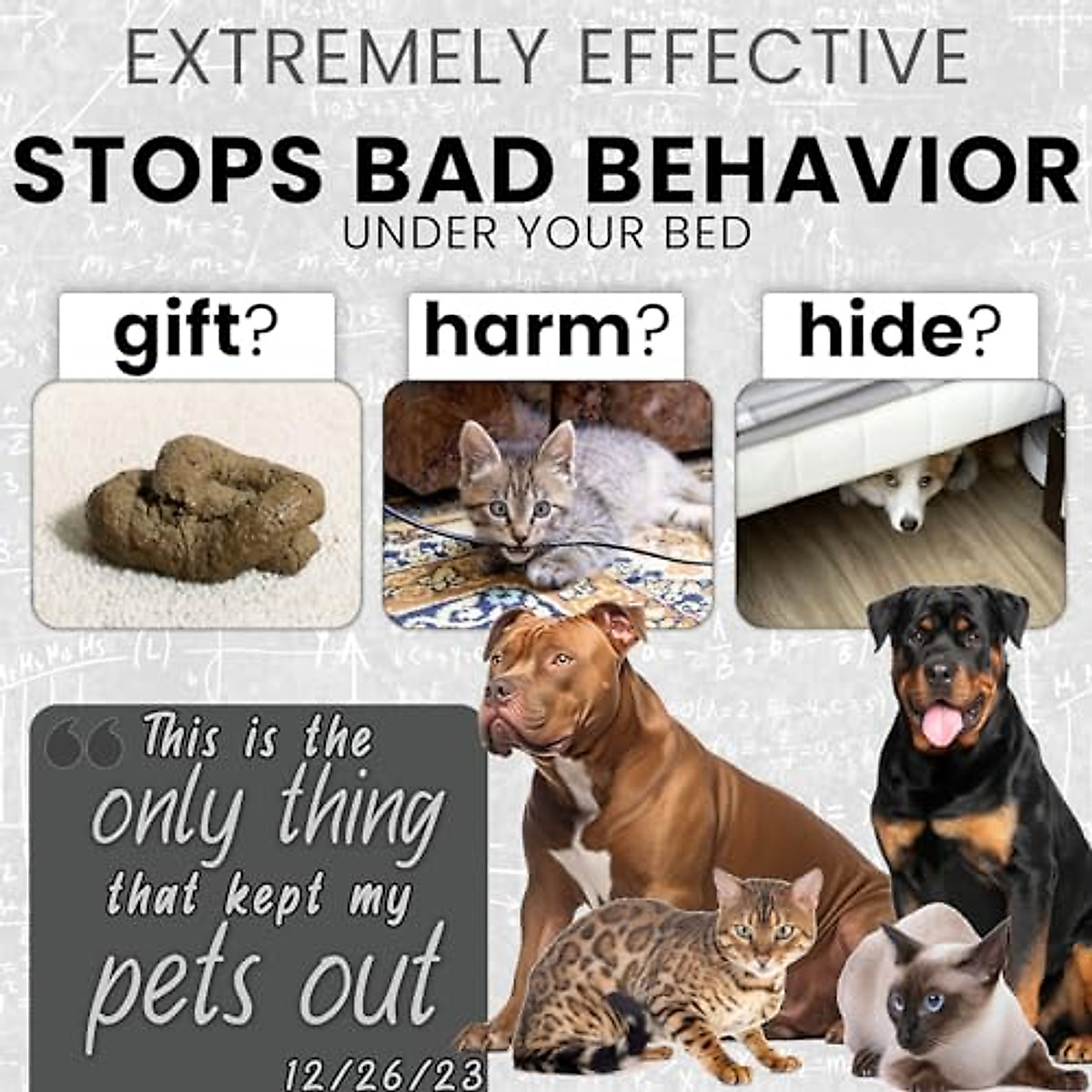 Under Bed Blocker for Pets - See What You’ve Been Missing. Whole Bed Set - Adjustable Height & Length, Custom Fits All Beds, Black Corrugated Cardboard