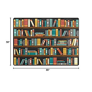 ALAZA Vintage Library Bookshelf Bookworm Area Rug Rugs for Living Room Bedroom 7' x 5'