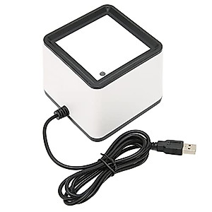 2D QR Barcode Scanner, Omnidirectional Desktop Automatic 1D Barcode Reader Big Scan Window to Read ID Card, Drivers License, Passport for Supermarket Library