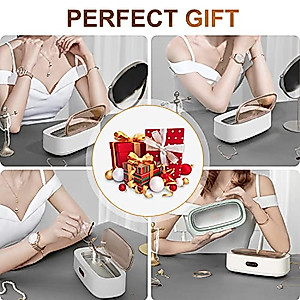 Venussar Ultrasonic Cleaner, Sonic Jewelry Cleaning Machine 300ML, 45kHz Professional Ultrasonic Jewelry Cleaner Machine for Glasses, Jewelry, Watches, Dentures, 4 Gear Adjustable (White)