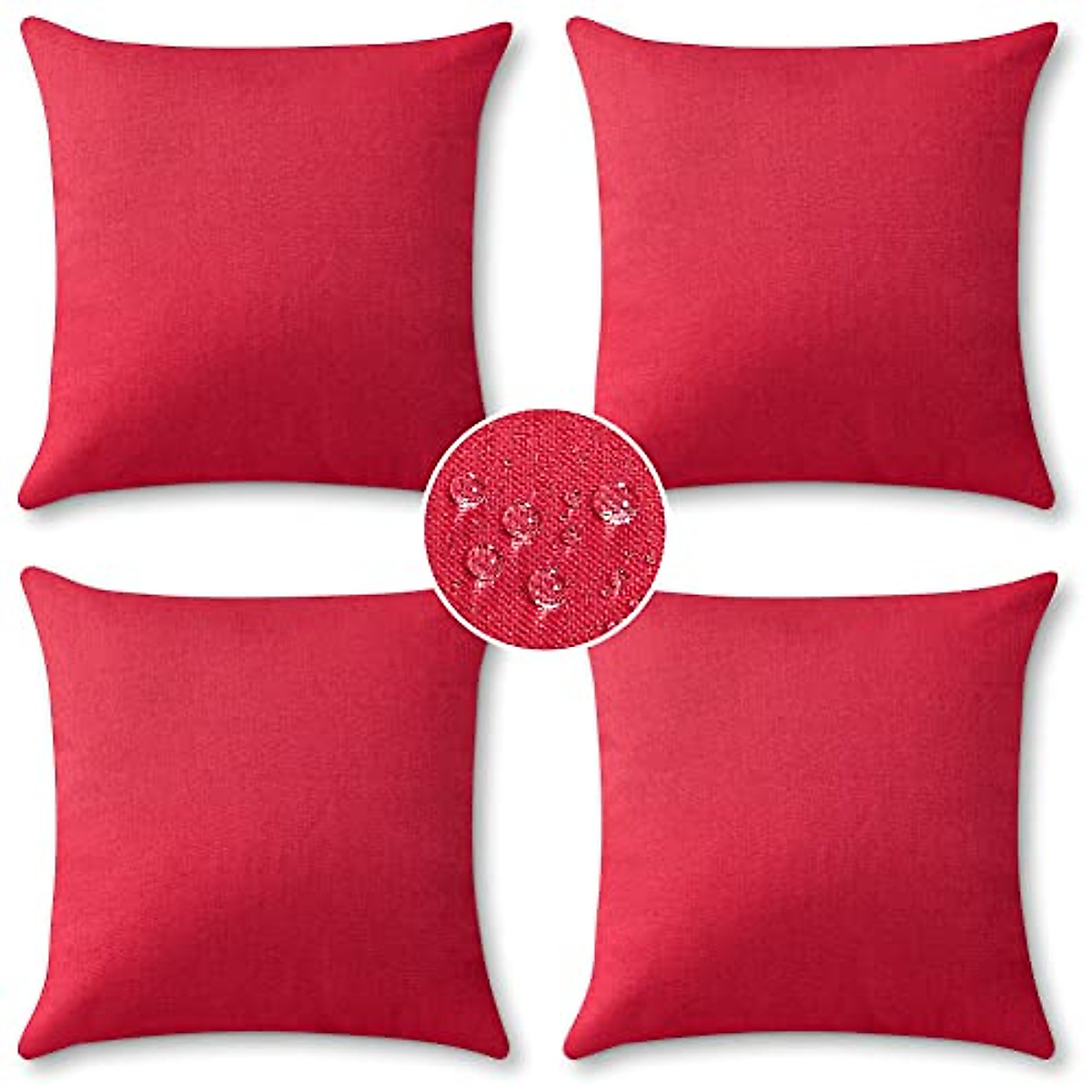 OTOSTAR Waterproof Throw Pillow Covers 18x18 Inch Outdoor Decorative Pillow Covers Square Outdoor Pillowcases Patio Cushion Case Pillows for Couch Tent Sofa Garden Funiture Home Decor Pack of 4 (Red)