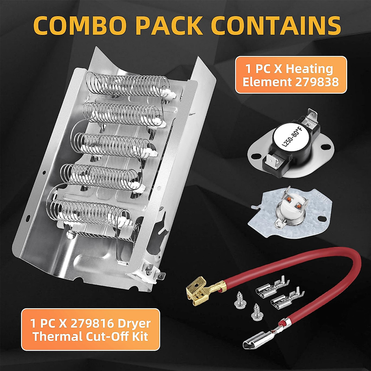 WED4815EW1 Dryer Heating Element for Whirlpool Maytag MEDX655DW MEDC465HW0 MEDC200XW1 MEDC200XW0 MEDC215EW MEDX655DW1 MEDC400VW0 MEDC300BW0 WED4815EW0