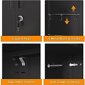 ANTISTA Metal Storage Cabinet - 72-Inch Black Lockable Garage Cabinet with Doors& 4 Adjustable Shelves | Heavy-Duty Steel Cabinet for Garage, Office, Pantry, Gym