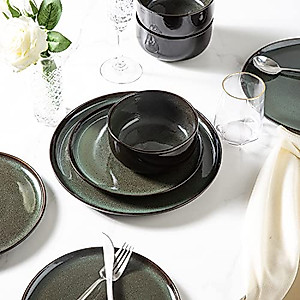 LERATIO Ceramic Dinner Plates Set of 6, 10.5 Inch Reactive Glaze Porcelain Plates, Modern Shape Dinnerware Dishes Set for Kitchen,Microwave&Dishwasher&Oven Safe, Scratch Resistant-Green