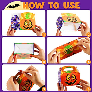 JOYIN 36 PCS Halloween Cardboard Treat Boxes Trick or Treat Candy Boxes Cookies Goodie Bags for Halloween Party Favor Supplies, Classroom Exchange Goody Bags