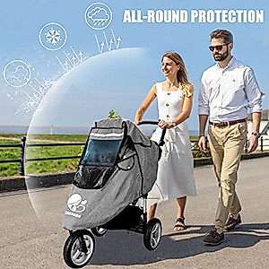 Stroller Rain Cover,Universal Stroller Accessory,Waterproof,Windproof Protection,Protect from Dust Snow,Baby Travel Weather Shield,Rainproof Nano-Coating Elastic Band,Grey