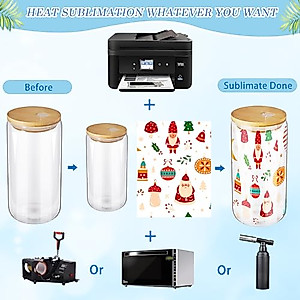 Tioncy 12 Pieces 12 oz Sublimation Glass Blanks Frosted Sublimation Cups with Bamboo Lids and Straws Clear Beer Can Jars with 12 Gift Boxes for Gifts Coffee Juices DIY