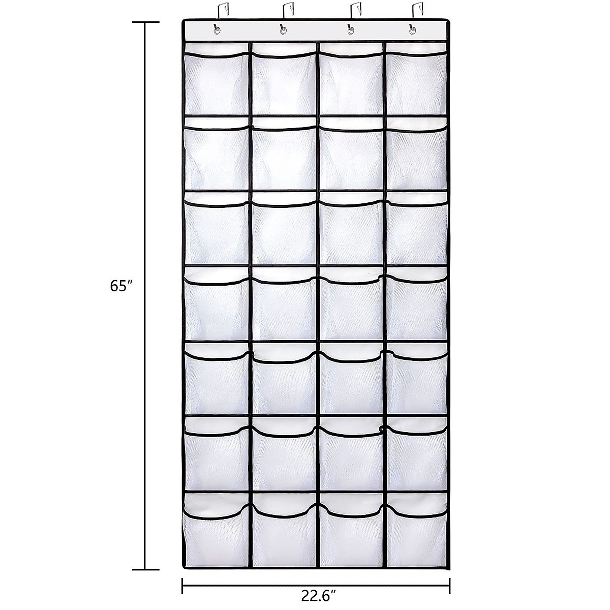 REGELOGO 28 Large Pocket Over the Door Shoe Organzier, Hanging Shoe Rack for Door Large Capacity Shoe Organizer Holder with 4 Metal Hooks