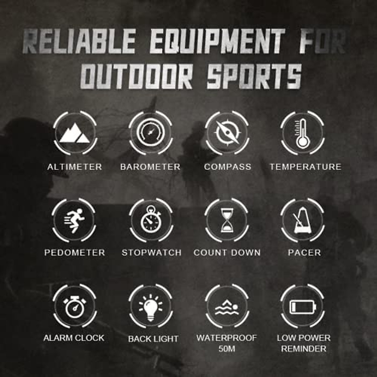 Military Watches with Compass for Men Tactical Watch Outdoor Sports Watches for Men Hiking Digital Wrist Watch with Barometer,Altimeter,Step Counter