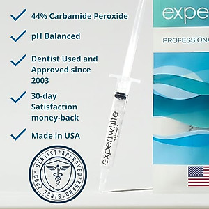 Expertwhite Teeth Whitening Gel Refills (6-gels). Made USA. 44 percent Carbamide Peroxide Tooth Bleaching Gel bleach For Invisalign style trays, Dental Grade Tooth Whitener. 6 syringes