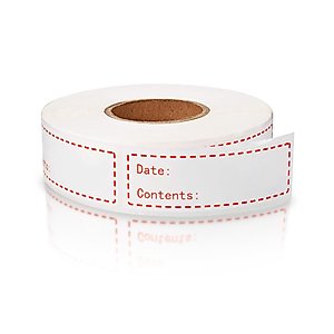 150Pcs Removable Freezer Labels, Waterproof Food Storage Stickers, Refrigerator Freezer Paper Label, Self-Adhesive Food Reminder Date Labels Roll for Home Restaurant Kitchen Containers Use (Red)