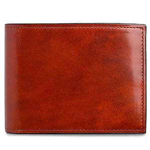 Bosca Men's Old Leather Bifold Wallet with ID Window and Card Slots - Italian Leather, Durable and Stylish, Cognac Brown