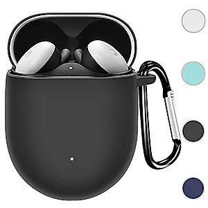 Compatible for Google Pixel Buds 2 Case Cover, [Front LED Visible] Keychain Silicone Protective Cover Case for Google Pixel Buds 2 (Black)