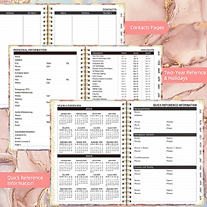 Knagsfa 2024 Monthly Planner, Jan 2024 - Dec 2024 Weekly Monthly Planner 6.5" x 8.5" with Page Tabs, Calendar Hardcover with Inner Pocket, Elastic Band, Twin-Wire Binding, Bookmark,Salmon Pink Marble