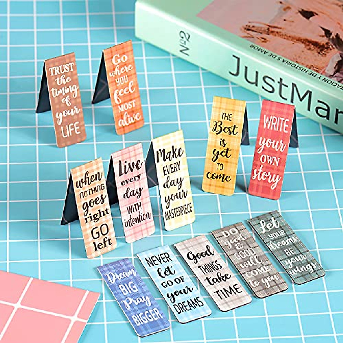 60 Pieces Inspirational Magnetic Bookmarks Motivational Bookmarks Magnetic Page Markers Assorted Magnet Page Clips for Students Teachers School Home Office Supplies (Simple Style)