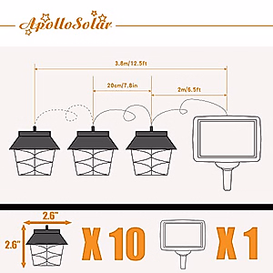 APOLLOSOLAR Halloween Decor Solar String Lights, 10 LED 12.5ft Outdoor String Lights, Waterproof Mini House Fairy Lights for Garden, Porch, Backyard, Wedding, Christmas Party