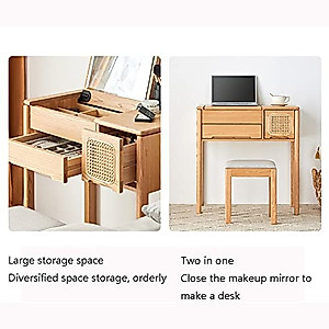 ULTRAWAVE Makeup Table Vanity Desk Flip Dressing Table with 2 Drawers and Mirror Bedroom Closet Supplement Furniture Vanity Dressing