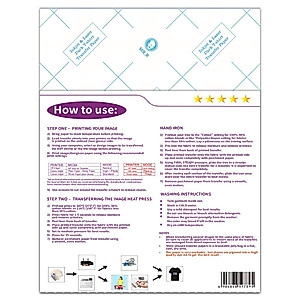 MR.R 8.5''x11'' Inkjet and Laser Compatible Printable Heat Transfer Vinyl Paper for Dark T-shirt Fabric, Made in USA (20 Sheets)