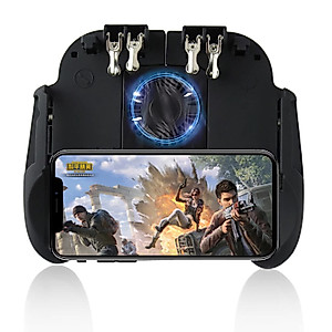Mobile Game Controller w/ Silent Cooling Fans/Phone Holder Gamepad Fits for 4.7"-6.5" (iOS/Android), for Games Including Fortnite, PUBG, Call of Duty, Rules of Survival, Knives Out, Cross Fire