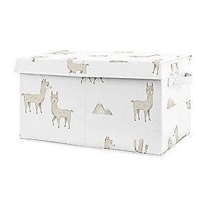 Sweet Jojo Designs Boho Llama Boy Girl Small Fabric Toy Bin Storage Box Chest For Baby Nursery Kid Room - Gender Neutral Beige Taupe Tan Bohemian Southwest Aztec Watercolor Mountain Cactus Farmhouse