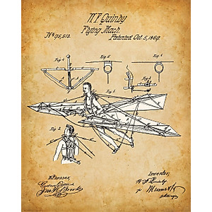 Original Flying Machines Patent Prints - Set of Four Photos (8x10) Unframed - Makes a Great Home or Man Cave Decor and Gift Under $20 for Engineers and Pilots
