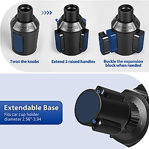 wranzgao Car Cup Holder Extender Tray，4-in-1 Removable Car Food Tray，Three Cup Holders and Width Adjustable Swivel Phone Holder ，Additional widening Pads Make it Suitable for Most car Models. (AZ002)
