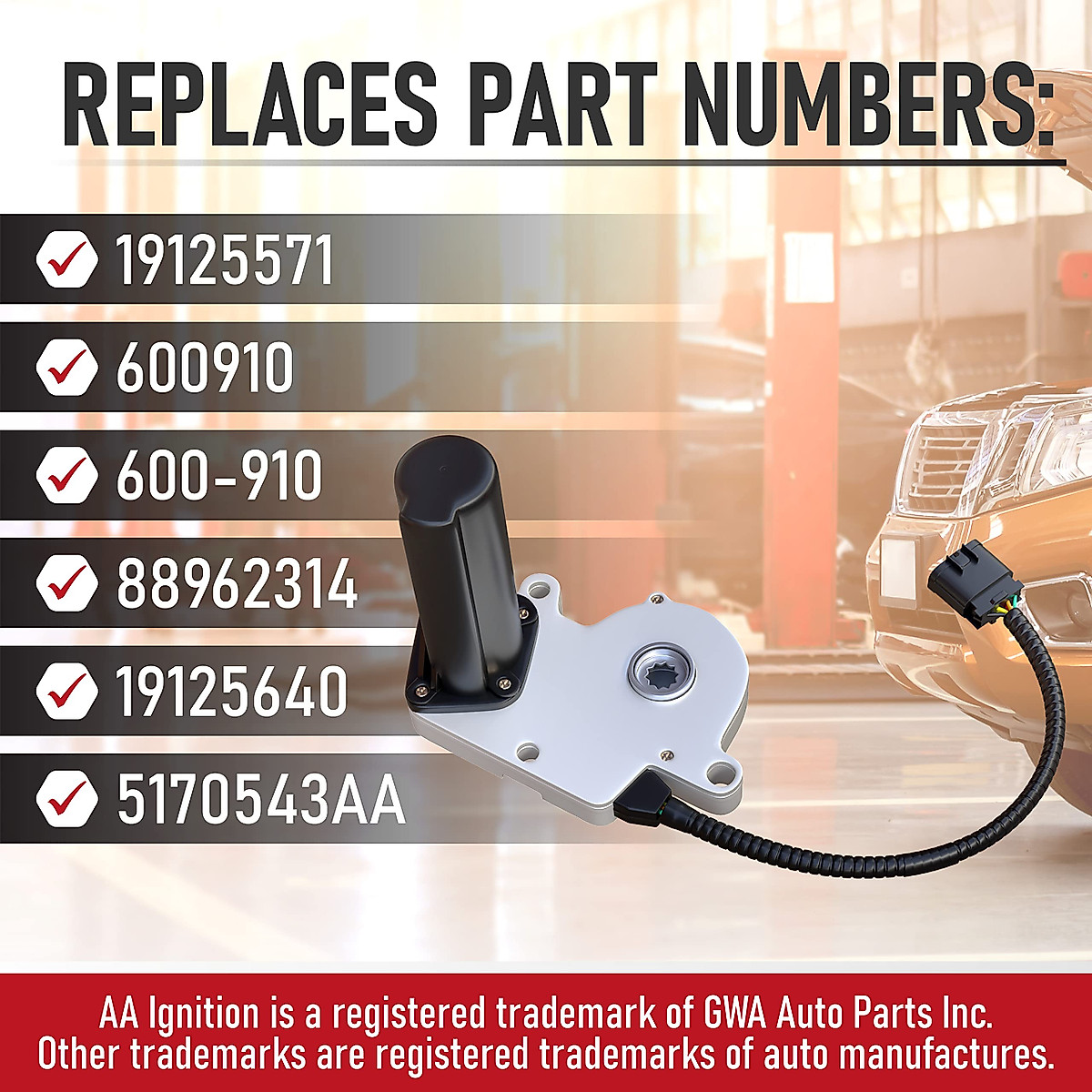 4WD Transfer Case Shift Encoder Motor - Compatible with Chevy, GMC & Cadillac Vehicles - Silverado, Tahoe, Avalanche, Suburban, Ram 1500, 2500, Sierra, Yukon XL - Replaces 19125571, 600910, 88962314