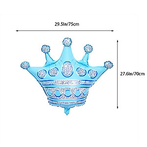 10 Pcs Jumbo Foil Crown Balloons Large 30 Inches Foil Helium Crown Balloons for Birthday Wedding Party Decorations (Blue)