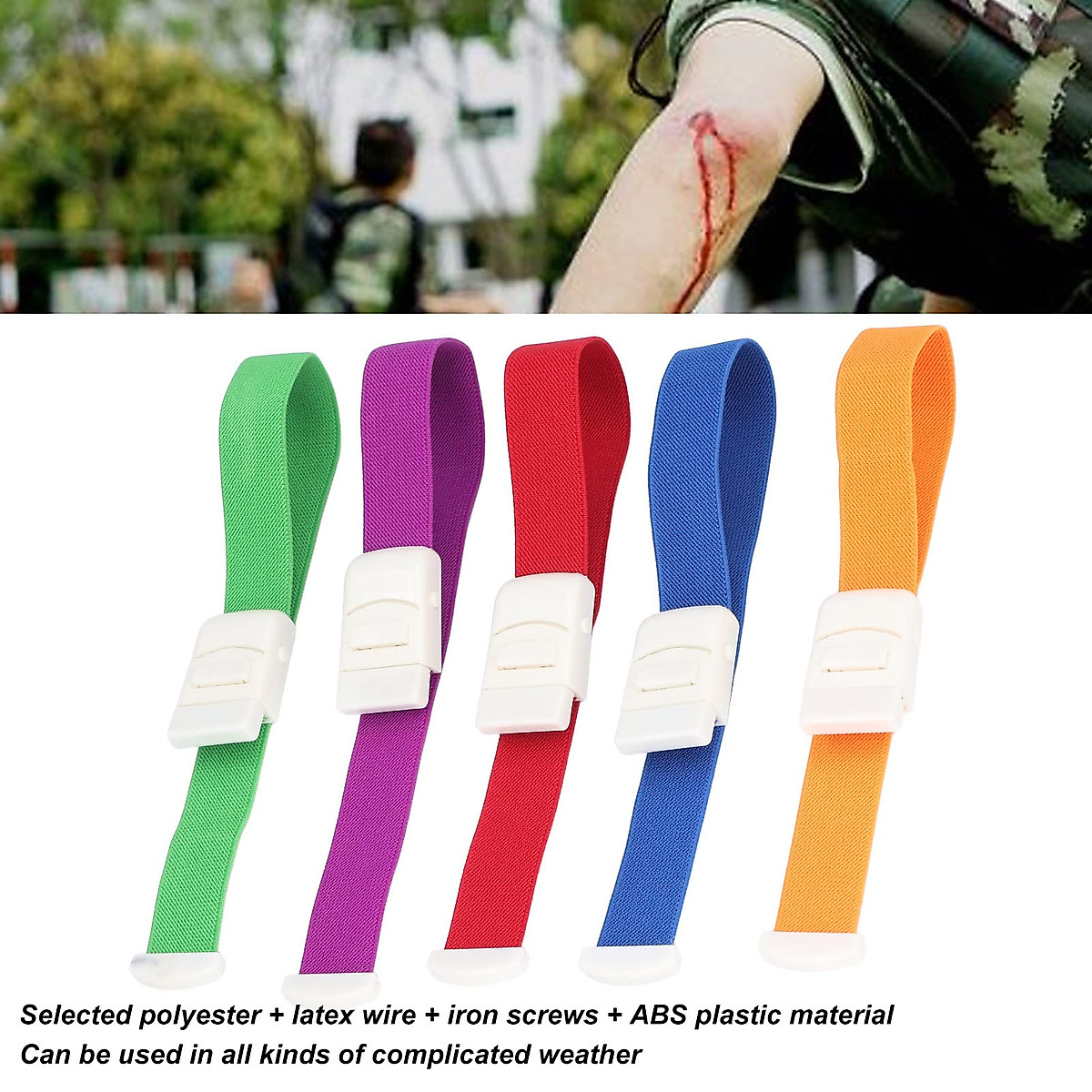 5-Pack Tourniquets Elastic emergency Quick Release Medical Sport Emergency Buckle Band,5 Color, tourniquetes quick release tourniquet tourniquet kit phlebotomy gifts tourniquet turniquitt phlebot