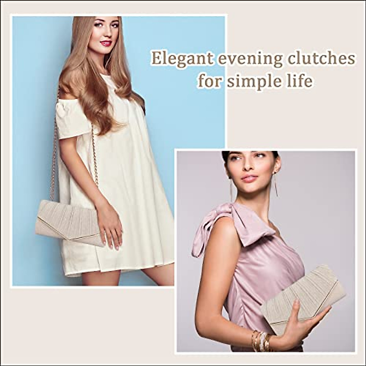 BWKUNOLF Clutch Purse Envelope Clutch Purses Evening Bag Evening Purses Clutches,Women Handbags Shoulder Bag Crossbody Bags for Formal Wedding Party Prom Banquet (Gold)