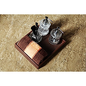 HofferRuffer Decorative Vanity Tray, Desktop Storage Organizer, Catchall Tray, Valet Tray, Nightstand or Dresser Organizer, PU Faux Leather Bathroom Tray, Brown, 10.2 x 8.4 x 1.8 inches