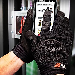 Klein Tools 40233 Wire Pulling Gloves, Extra Grip Work Gloves with Thumb Reinforcements and Grip Patches on Palm and Fingertips, Large