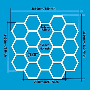 SENKOYU Hexagonal Led Garage Light, 17 Cellular System Led Shop Light for Garage/Workshop/Salon/Auto Detail Shop/Barber Shop LED Light 6500K, 36890LM, 552W, IP54 2 Years Warranty, AC 100-240V