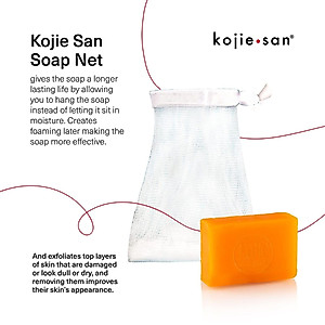 Kojie San Skin Brightening Soap - Original Kojic Acid Soap that Reduces Dark Spots, Hyperpigmentation, & Scars with Exfoliating Soap Net Included – 135g x 6 Bars