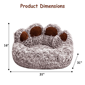 Pet Round Bed of Paw Shape Dog Bed Large Round Calming Dog Bed Comfortable and Soft Fur Beds for Large Dogs Pet Supplies Clearance, X-Large Size (31"×31"×16")